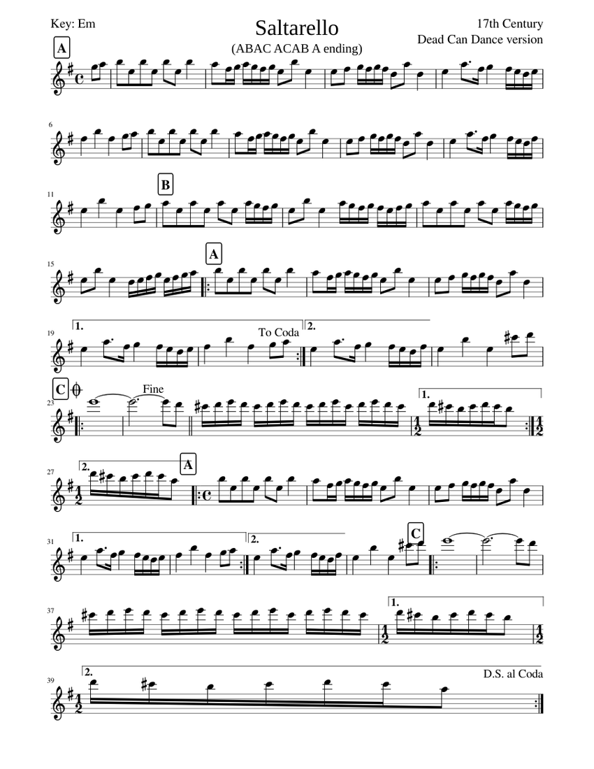 Saltarello Sheet Music for Flute (Solo) | MuseScore.com
