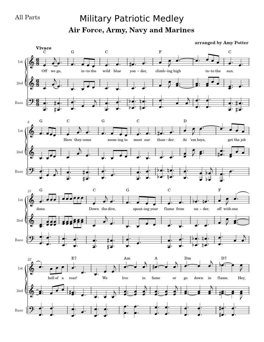 Military Patriotic Medley – Amy Potter Sheet Music with Chords for ...