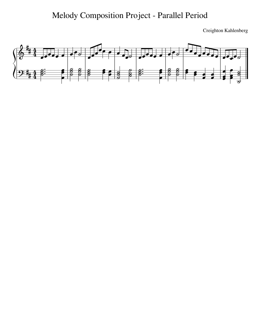 Melody Composition Project - Parallel Period Sheet music for Piano ...