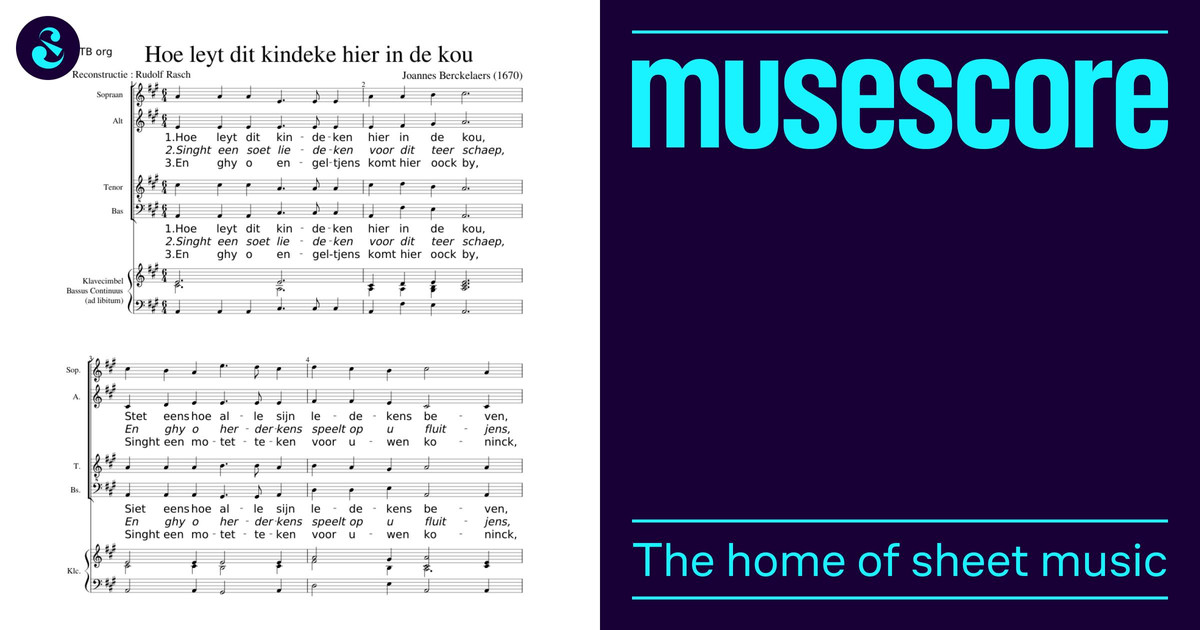 Hoe leyt dit kindeke Berckelaers SATB klav – Gust Bremalie Sheet Music ...
