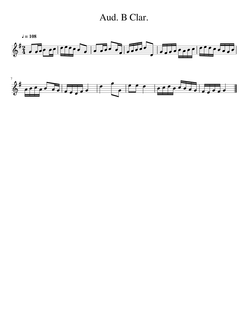Aud. B Clar. Sheet music for Clarinet in b-flat (Solo) | Musescore.com