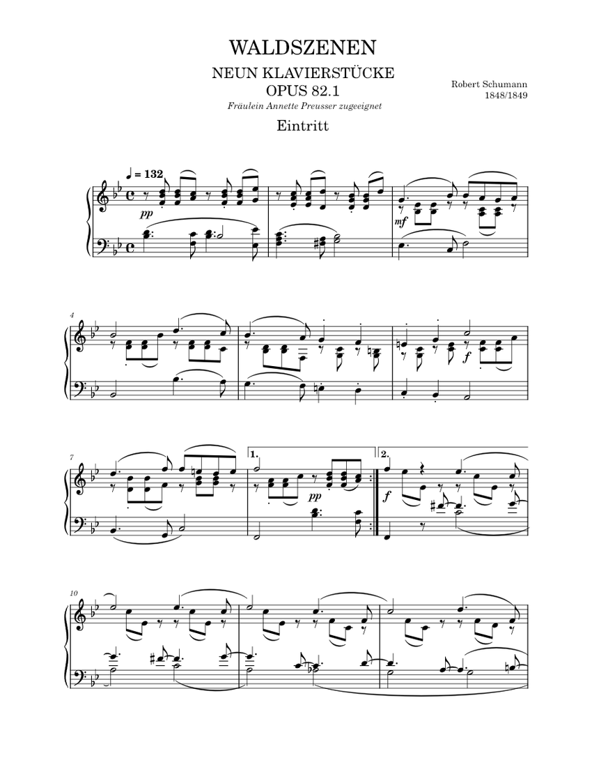 Waldszenen, Op.82 – Robert Schumann Waldszenen, Eintritt, Op 82 Nr. 1 ...