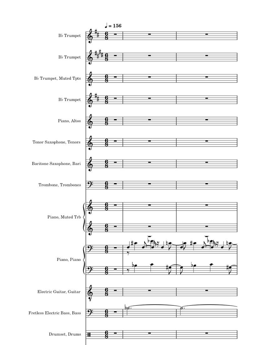Minuano Sheet Music for Piano, Trombone, Saxophone tenor, Saxophone ...