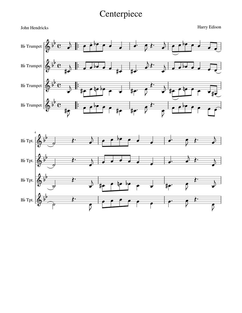 Centerpiece Sheet Music for Trumpet in b-flat (Mixed Quartet ...