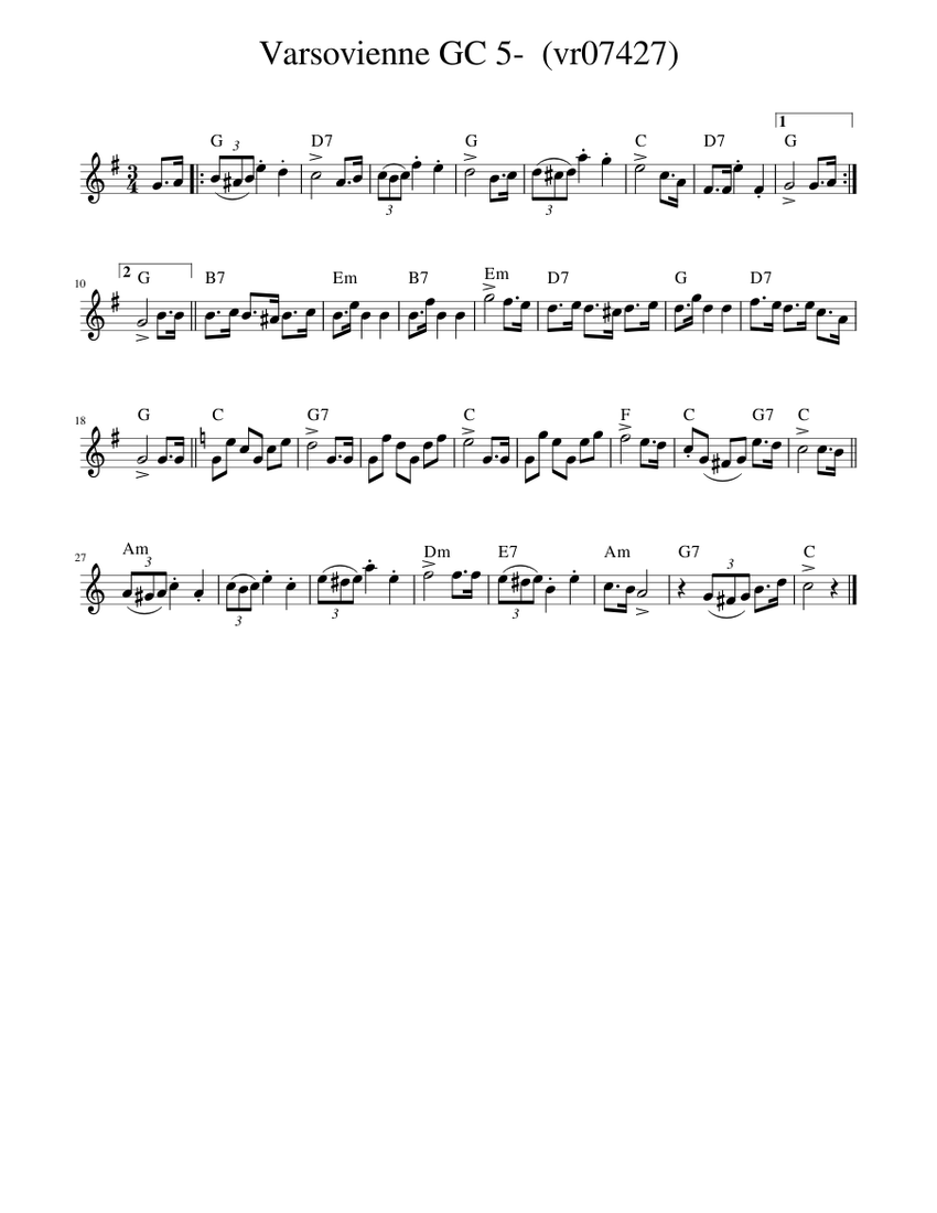 Varsovienne GC 5- (vr07427) Sheet music for Accordion (Solo ...
