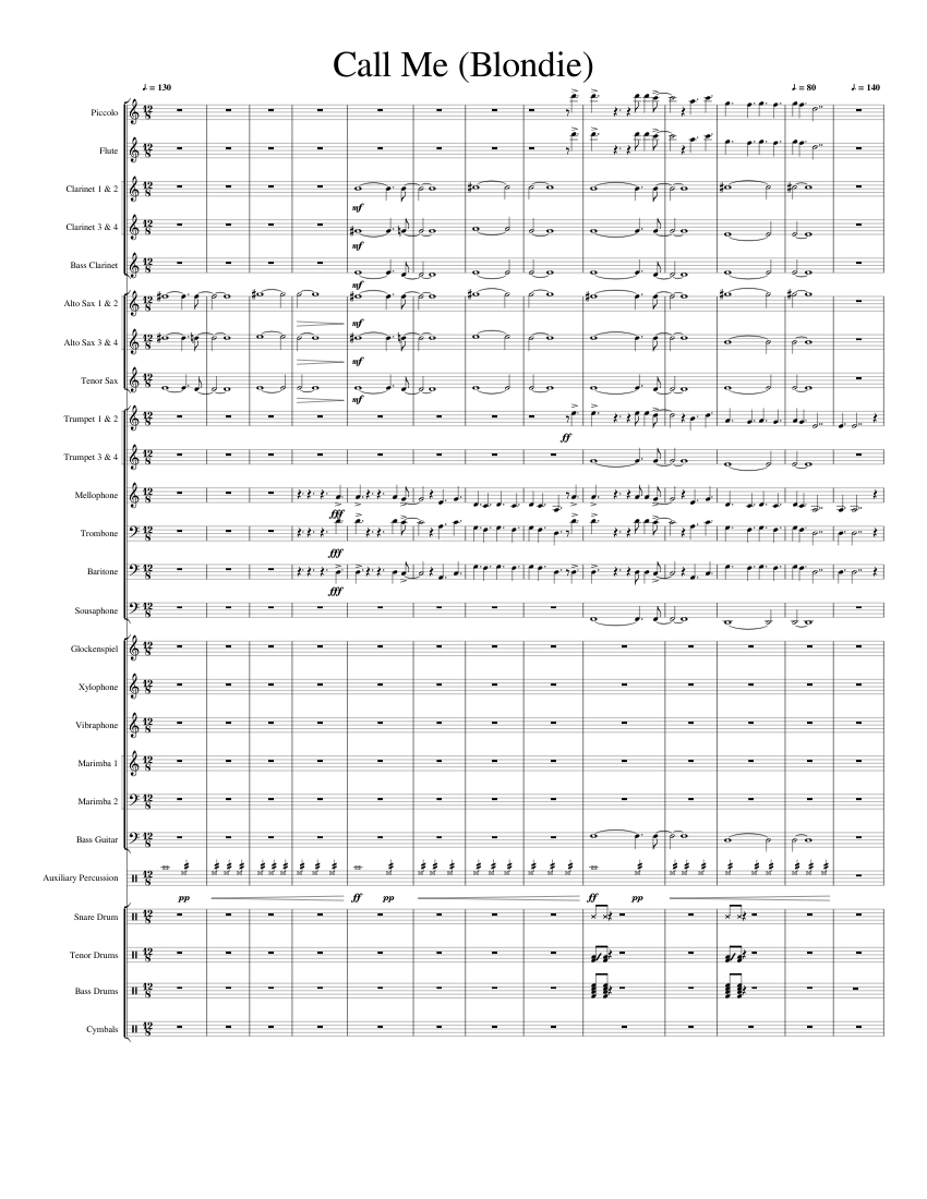 Call Me Sheet music for Trombone, Tuba, Flute piccolo, Flute & more ...