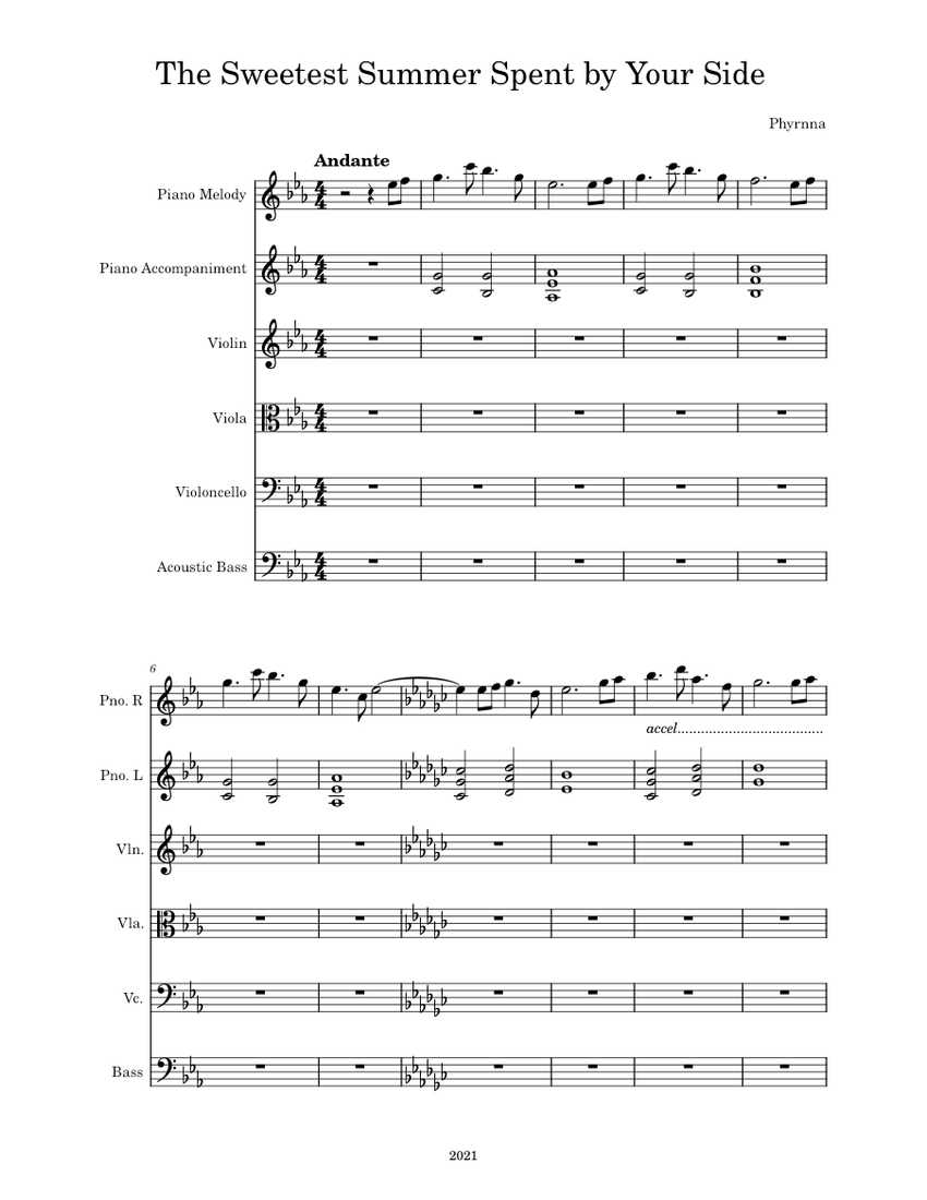 The Sweetest Summer Spent by Your Side - Phyrnna Sheet music for Piano ...
