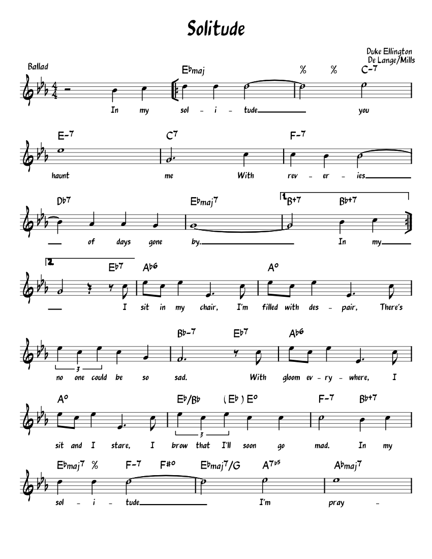 Solitude by Duke Ellington Sheet music for Piano (Solo) | Musescore.com