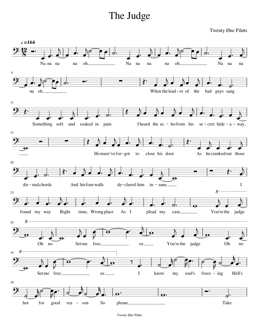 The Judge Twenty One Pilots Sheet music for Cello (Solo) | Musescore.com