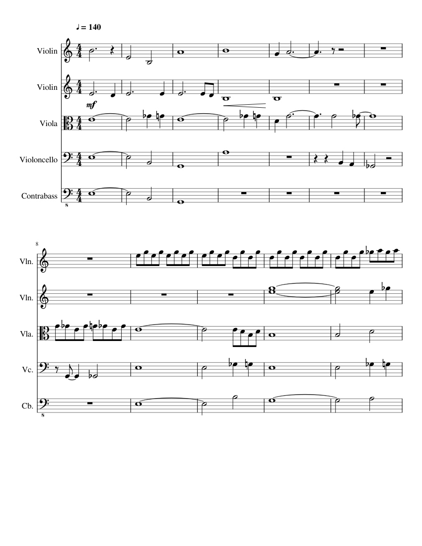 Random Piece Sheet music for Contrabass, Violin, Viola, Cello (String ...