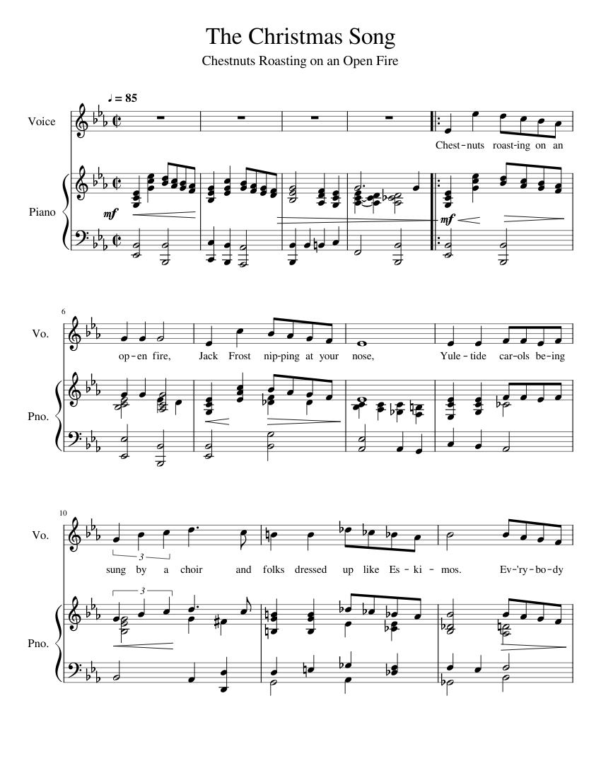 The_Christmas_Song Sheet music for Piano, Vocals (Piano-Voice ...