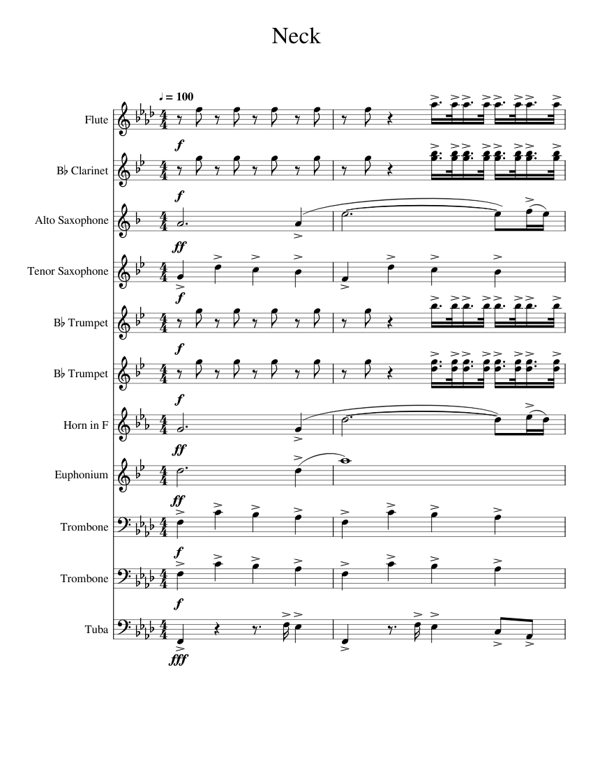 Neck(Finished) Sheet music for Trombone, Euphonium, Tuba, Flute & more ...