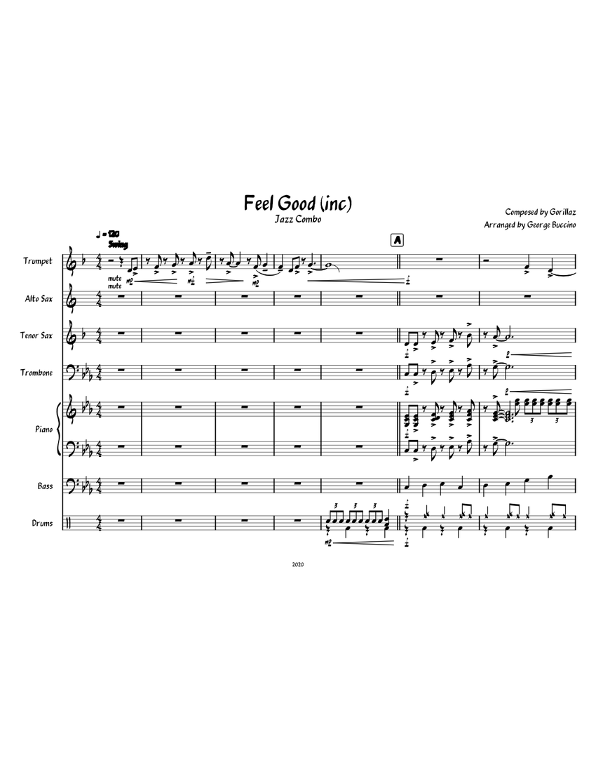 Feel Good inc Sheet music for Piano, Trombone, Saxophone alto ...