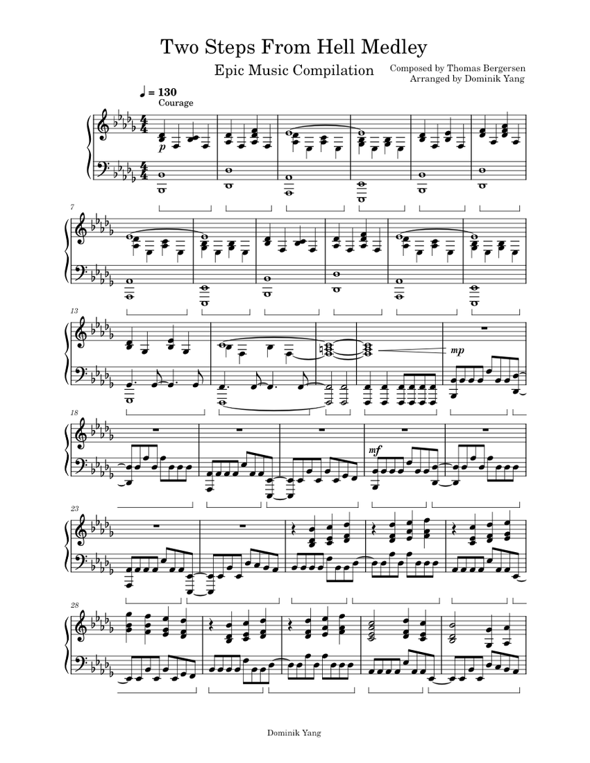 Two Steps From Hell Medley Piano Solo Sheet music for Piano (Solo ...
