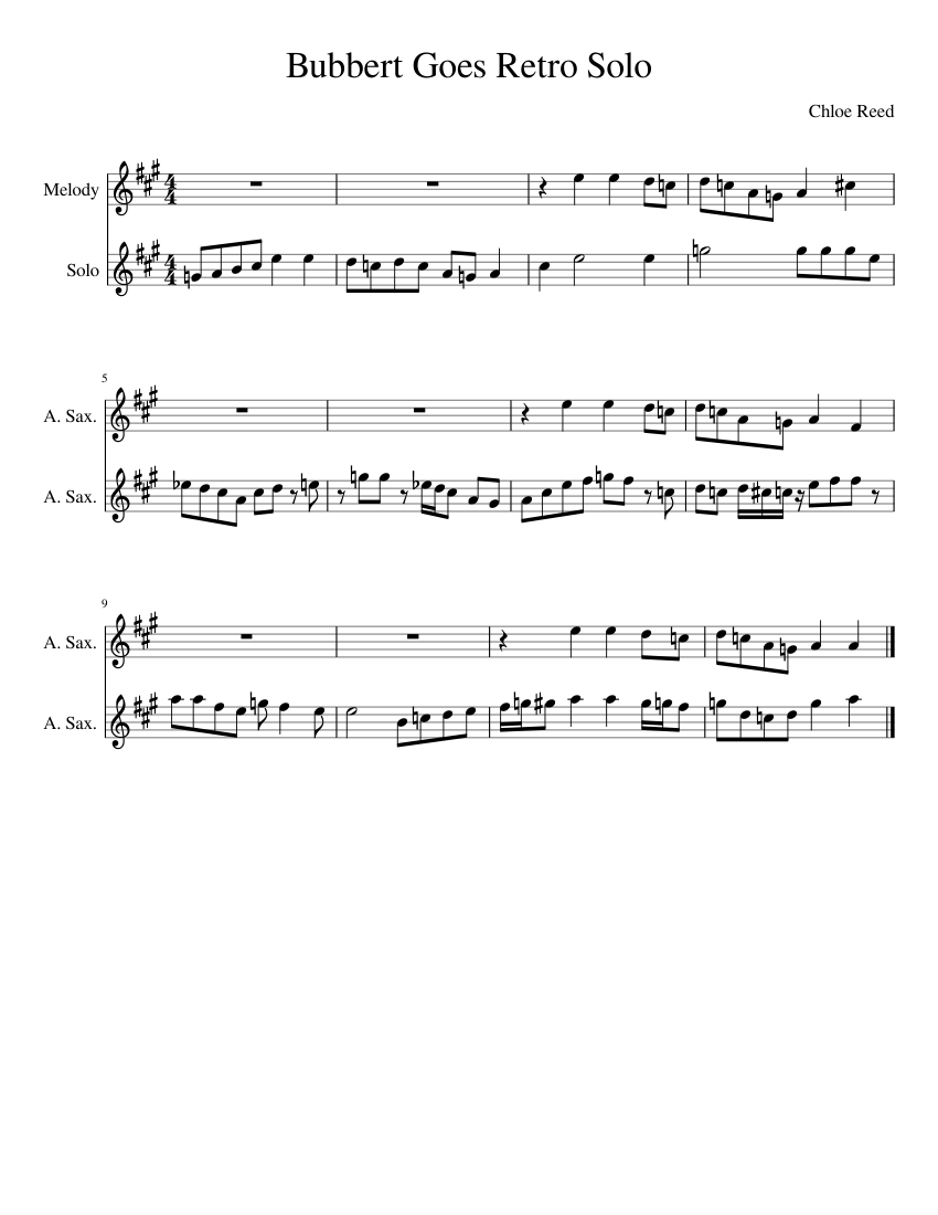 Bubbert Goes Retro Alto Sax Solo Sheet music for Saxophone alto (Solo ...