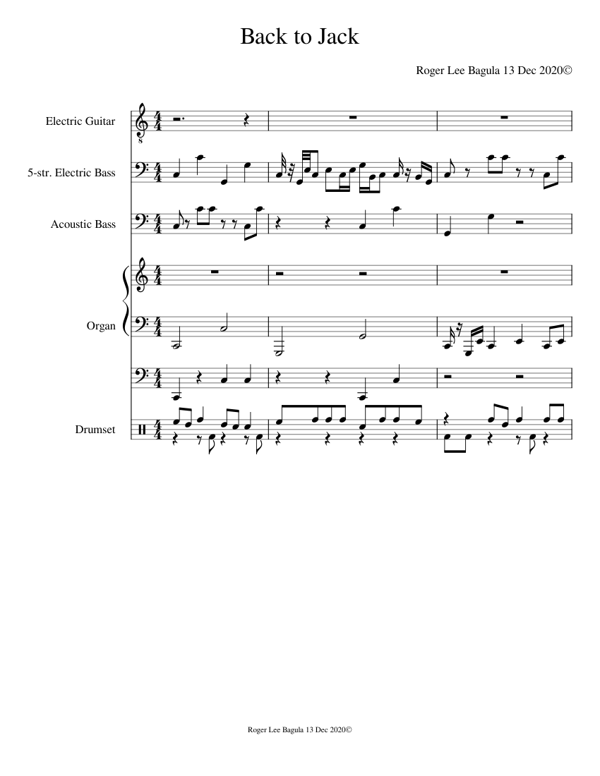 Back to Jack Self-Similar Sheet music for Organ, Guitar, Bass guitar ...