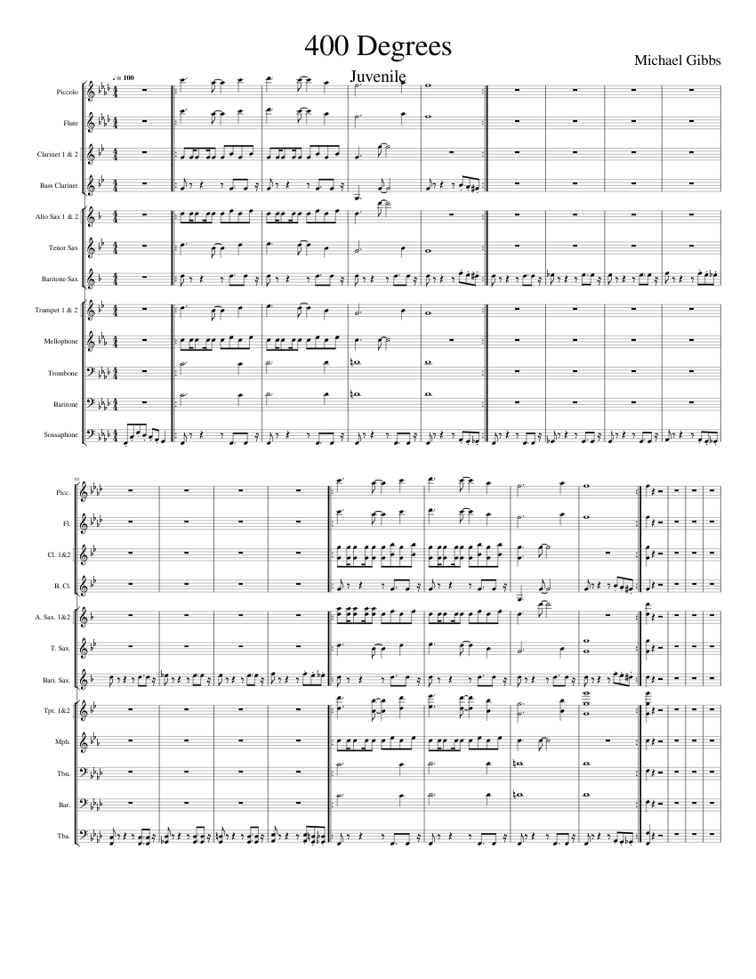 400 Degrees Sheet music for Trombone, Tuba, Flute piccolo, Flute & more instruments (Mixed ...