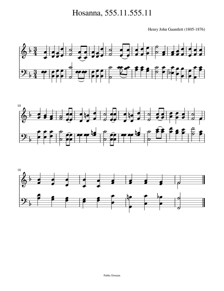 HOSANNA (Gauntlett) - Henry John Gauntlett, 1805-1876 Sheet music for ...