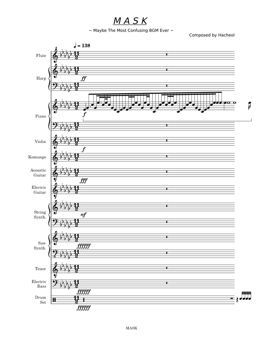 MASK Sheet music for Piano, Tenor, Flute, Violin & more instruments ...