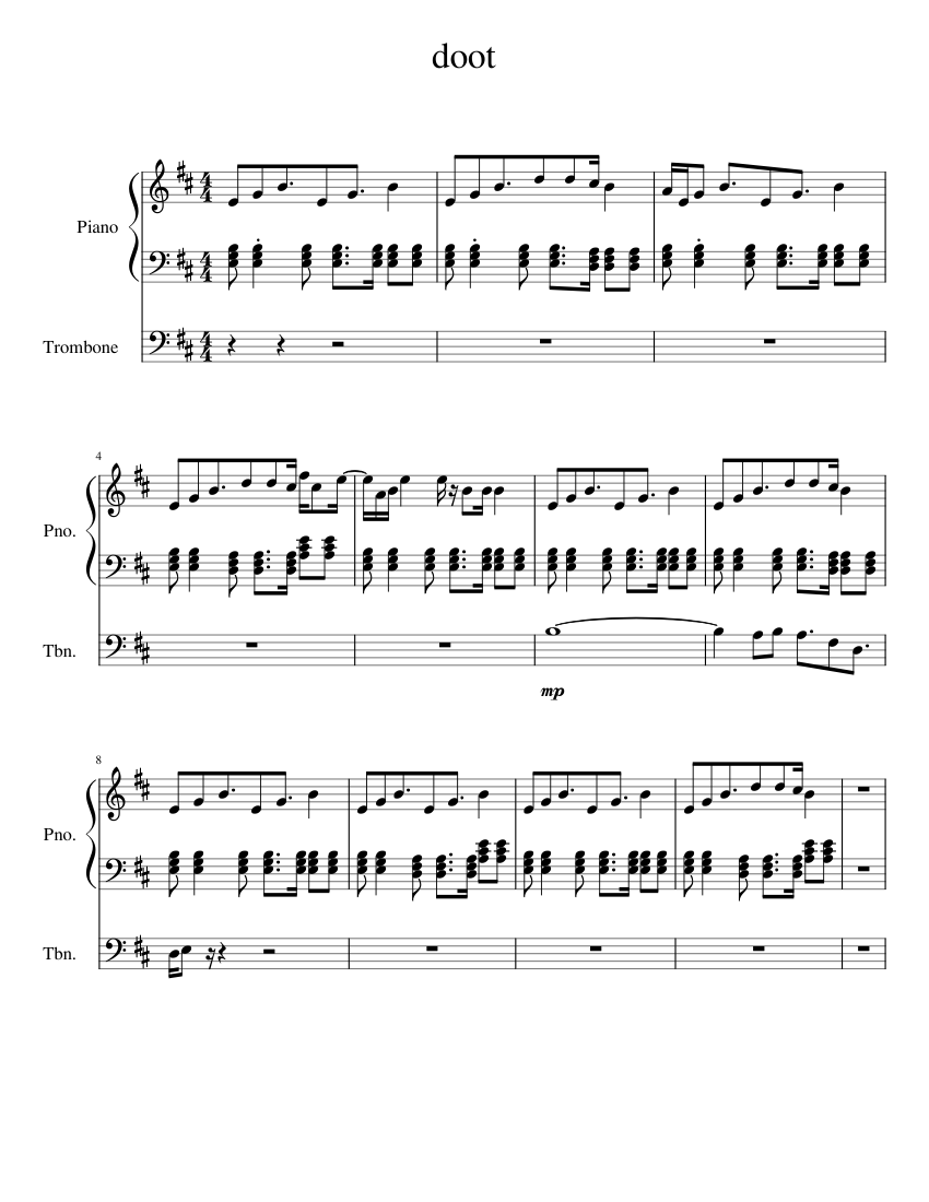 doot Sheet music for Piano, Trombone (Solo) | Musescore.com