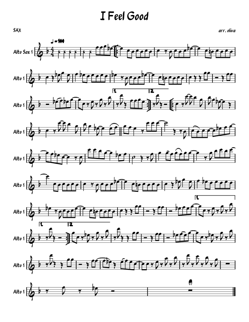 I Feel Good Sheet Music for Saxophone alto (Solo) | MuseScore.com