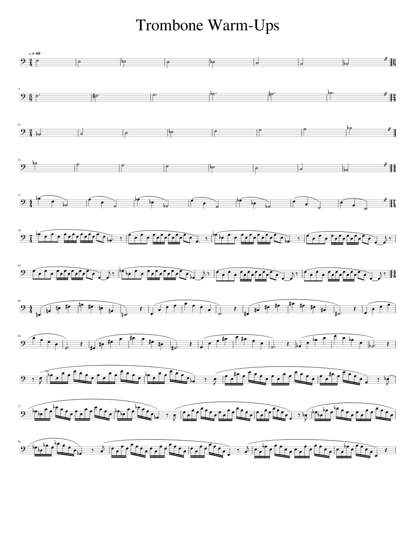 Trombone Warm-Ups Sheet Music for Trombone (Solo) | MuseScore.com