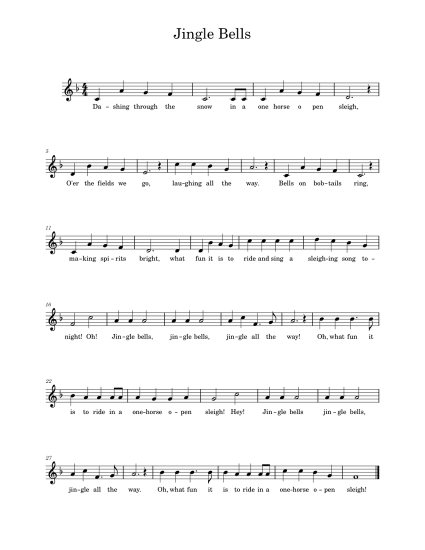 Jingle Bells – James Pierpont Sheet music for Piano (Solo) | Musescore.com