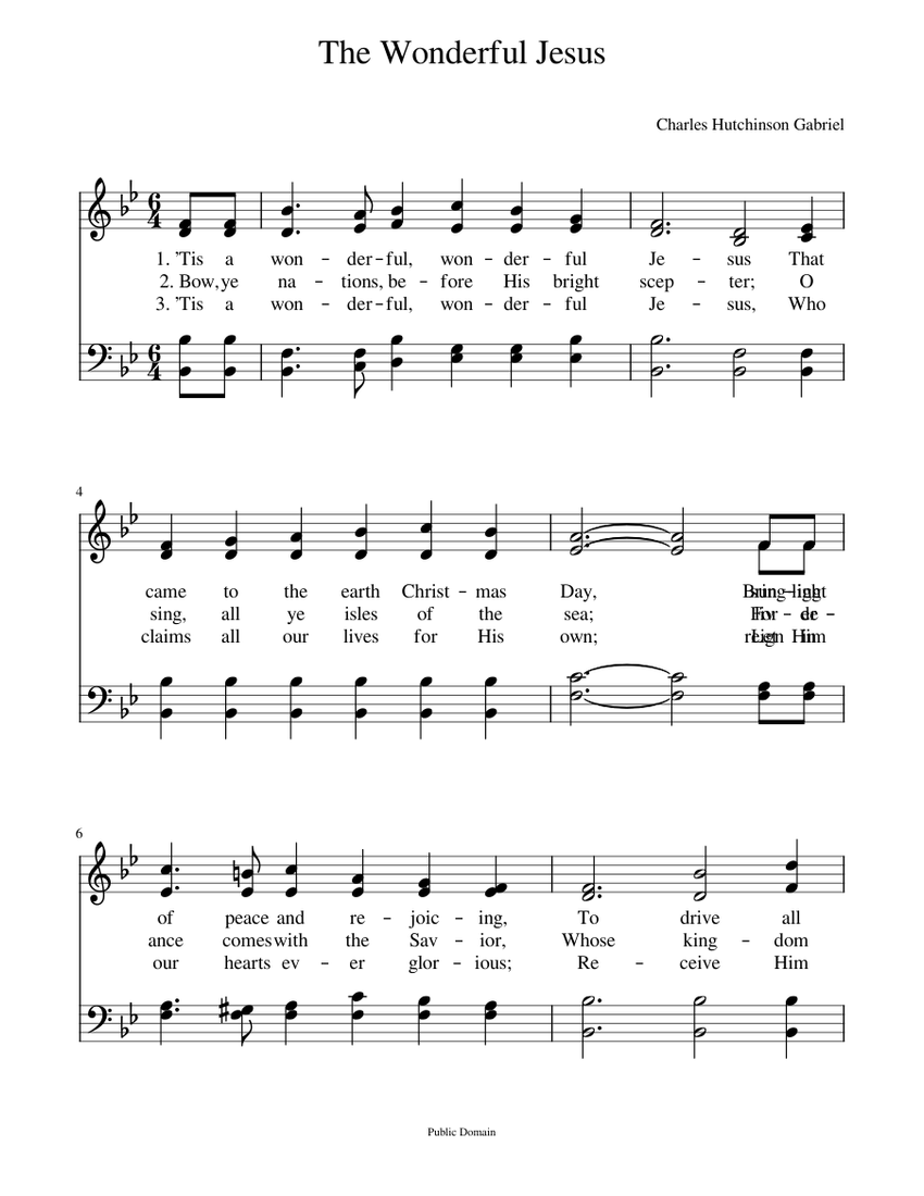 'Tis a wonderful, wonderful Jesus - Charles H. Gabriel Sheet music for ...