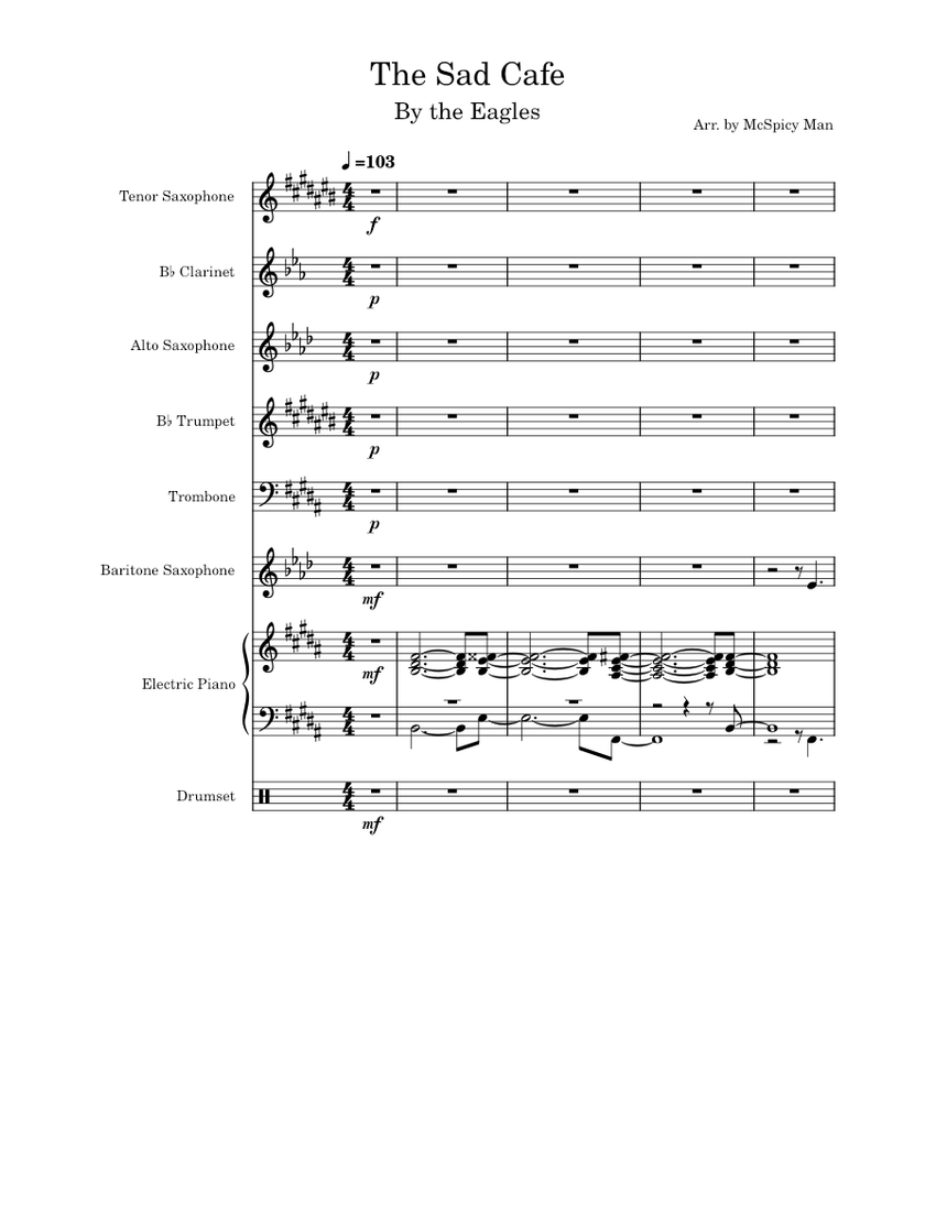 The sad cafe – Eagles The Sad Cafe - The Eagles Sheet Music for Piano ...