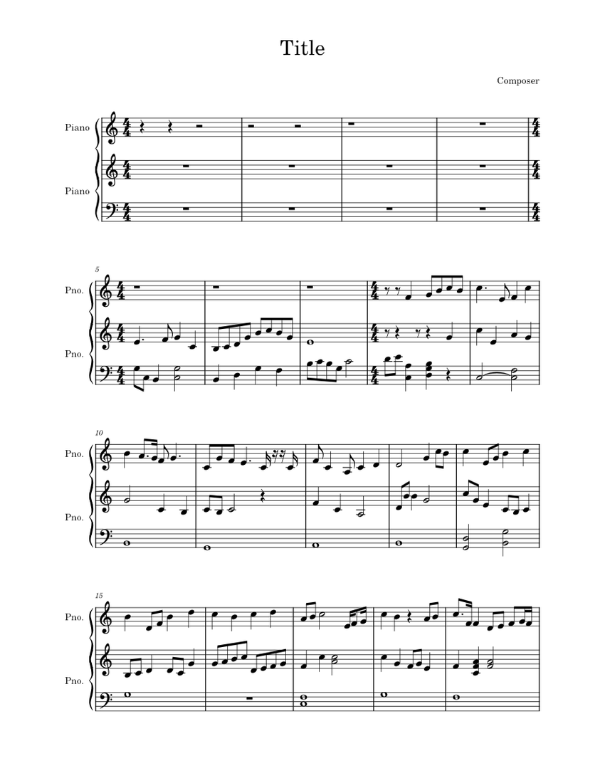 competition song draft 3 Sheet music for Piano (Piano Duo) | Musescore.com