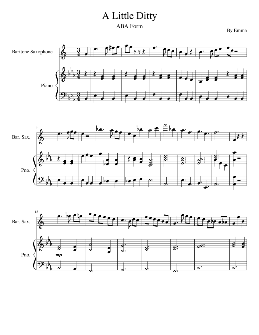 a little ditty Sheet music for Piano, Saxophone baritone (Mixed Duet ...
