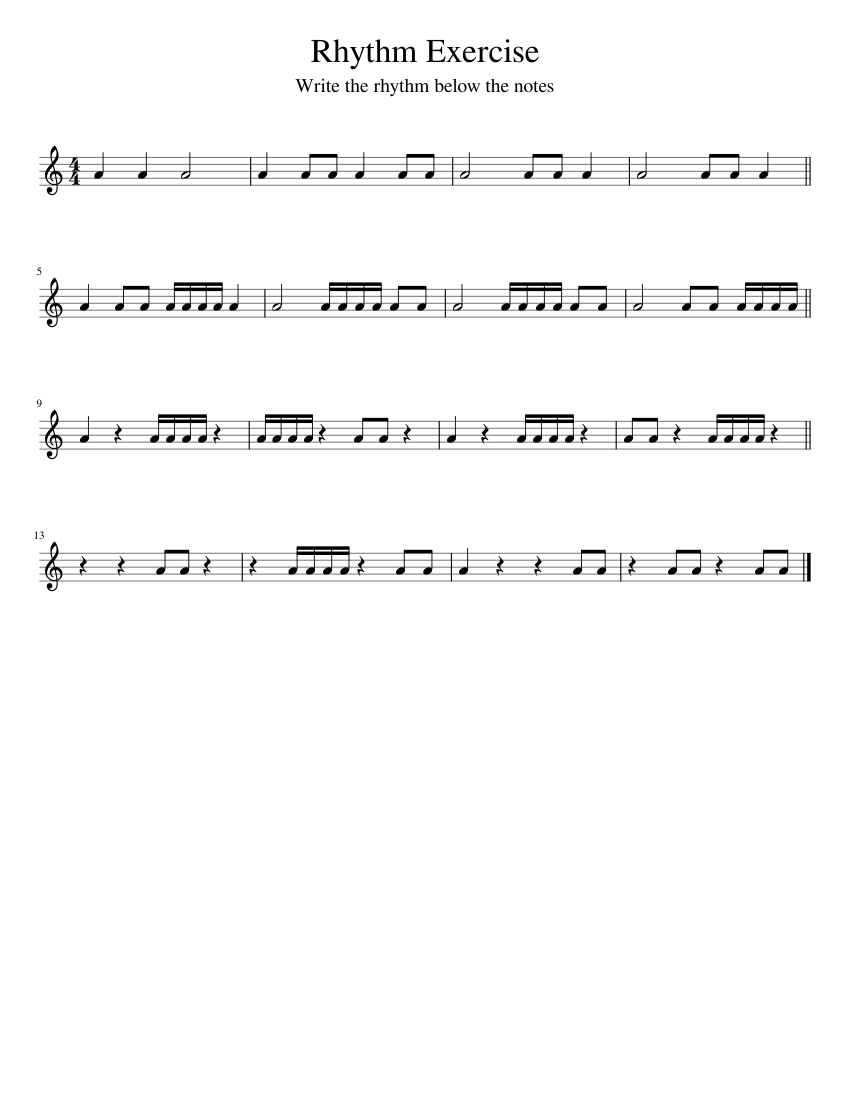 Rhythm Exercise Sheet music for Piano (Solo) Easy | Musescore.com