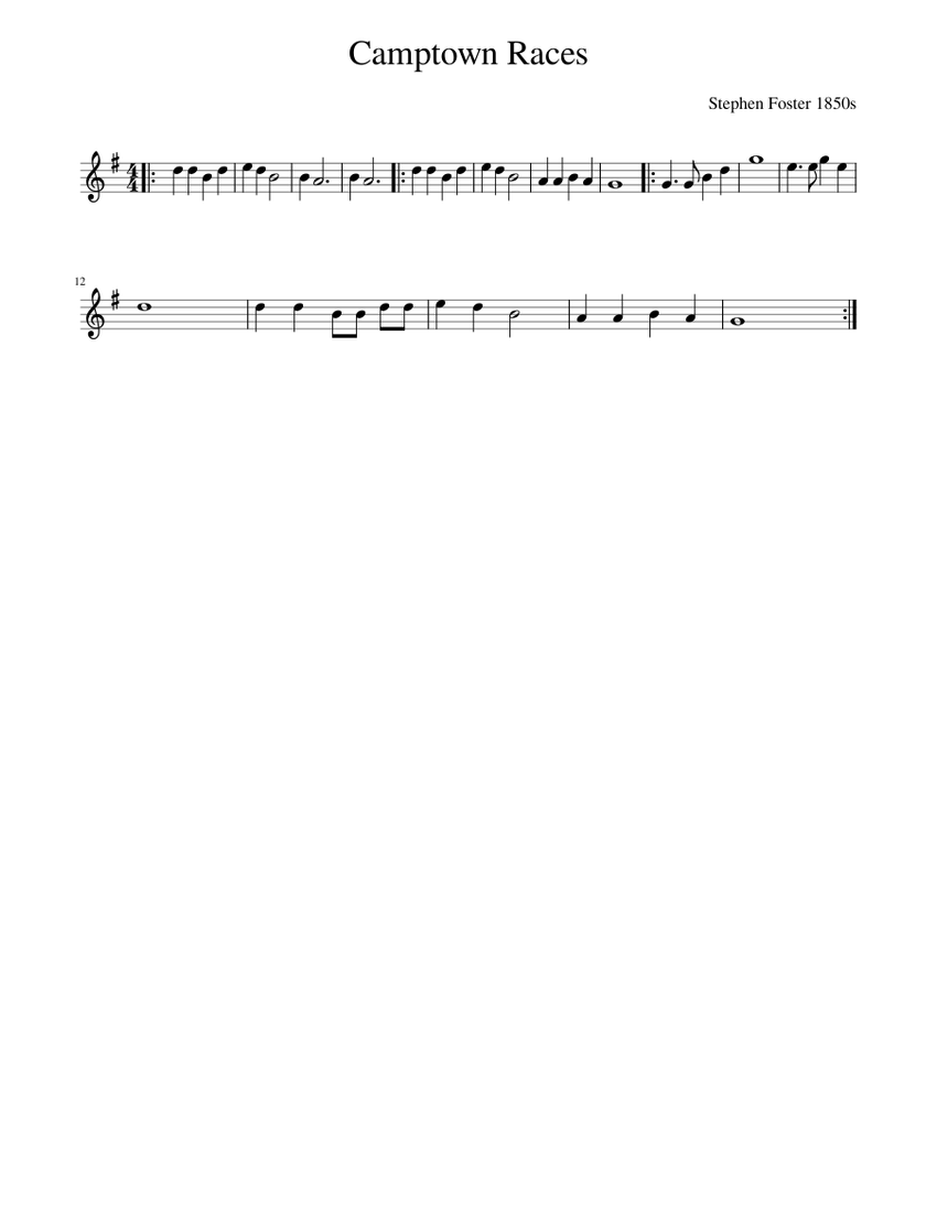 Camptown Races Sheet music for Piano (Solo) Easy | Musescore.com