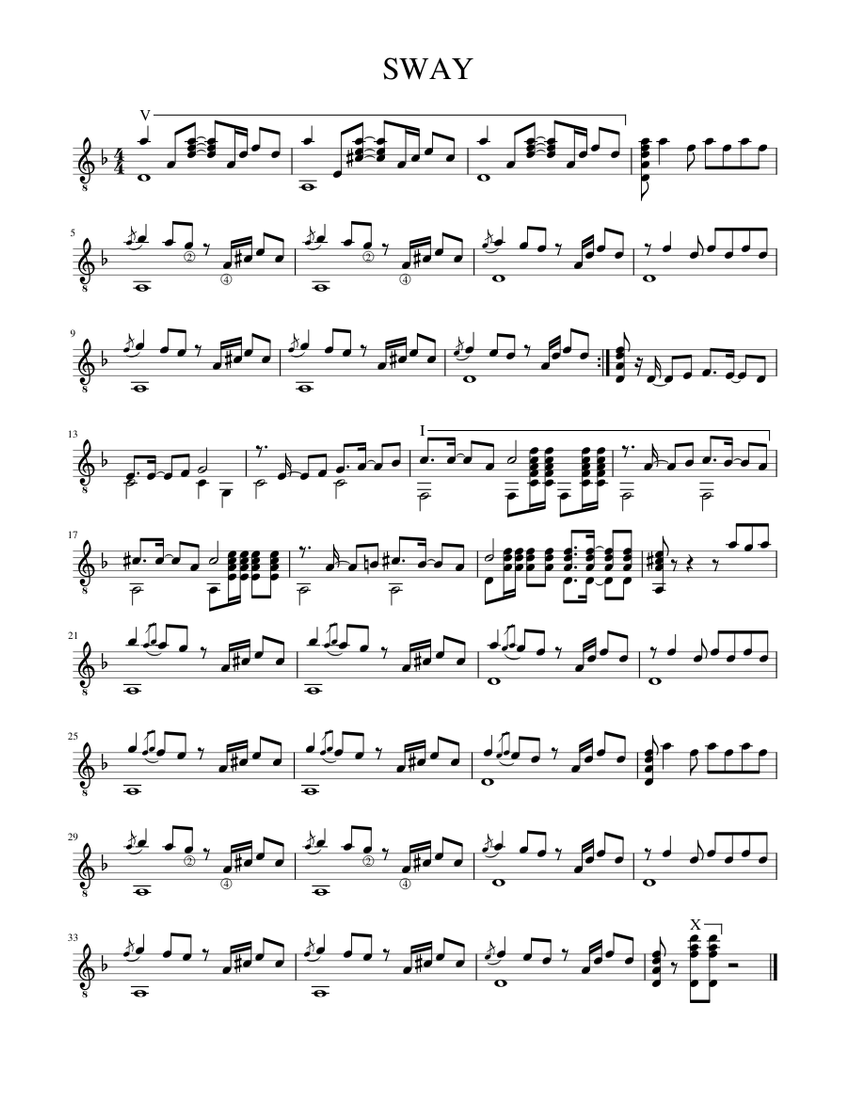 Sway Sheet Music for Guitar (Solo) | MuseScore.com