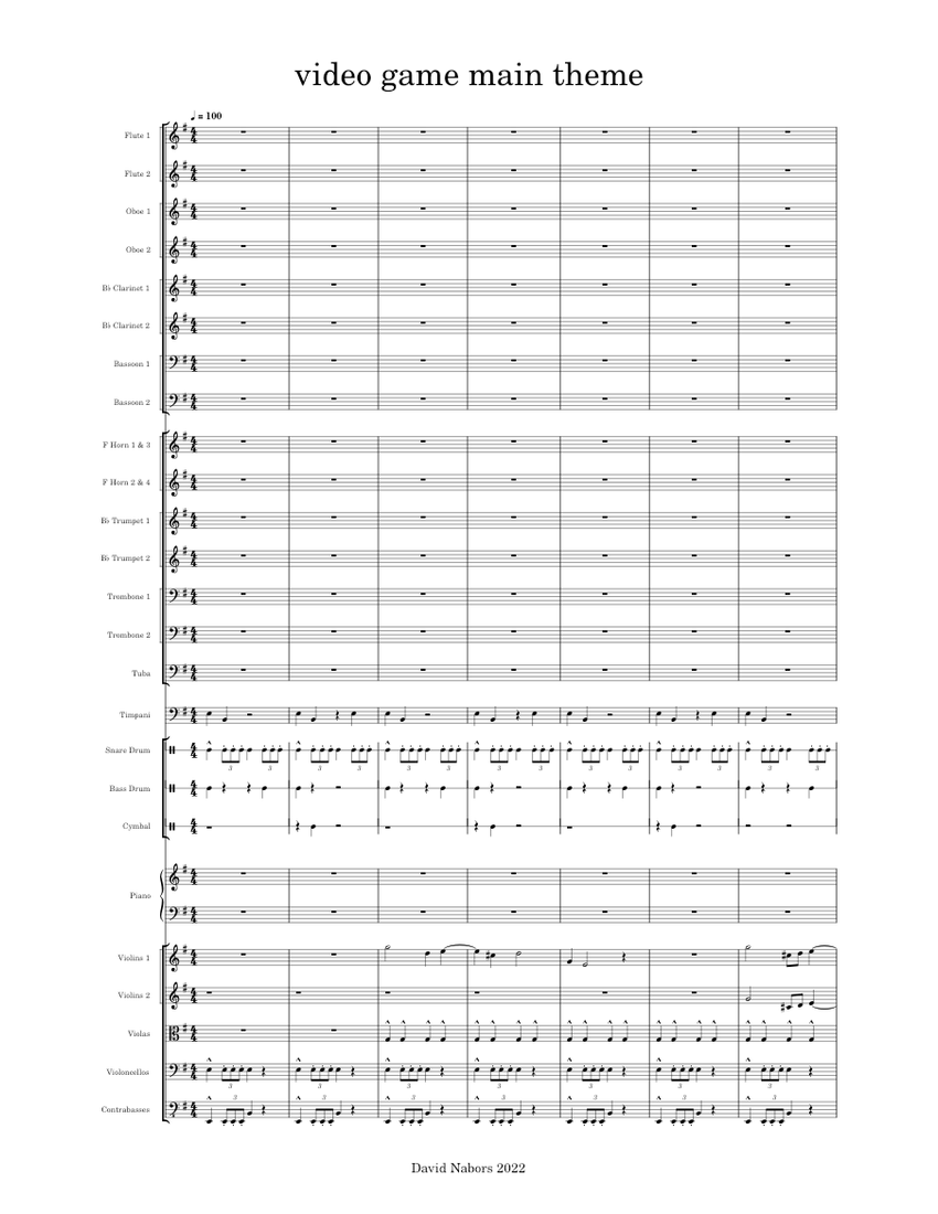 video game main theme Sheet Music for Piano, Trombone, Tuba, Flute ...
