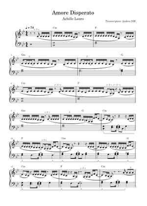 Play Official version of Amore Disperato Sheet Music by Achille Lauro ...