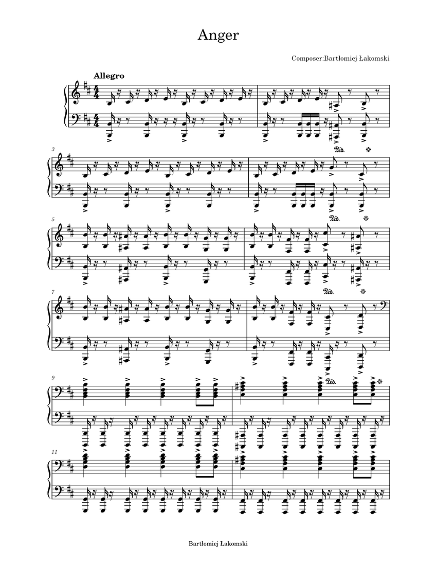 Anger(Orginal Composition) Sheet Music for Piano (Solo) | MuseScore.com