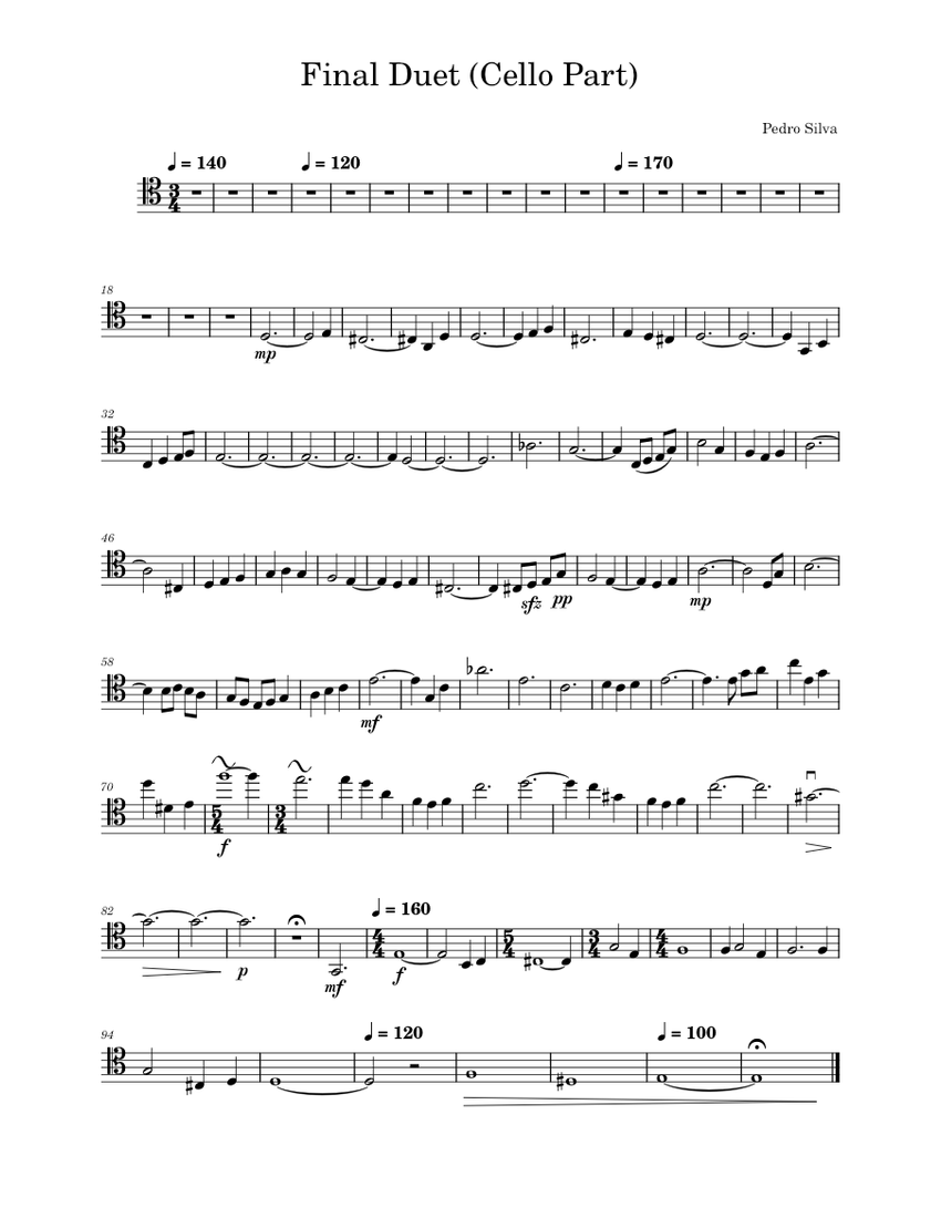 Final Duet – Pedro Silva Final Duet Cello Part Sheet music for Cello ...