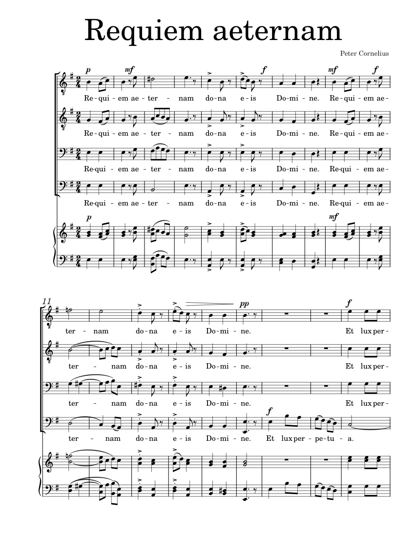 FRM318 Requiem Aeternam-Cornelius-TTBB-PAR Sheet music for Piano, Tenor ...