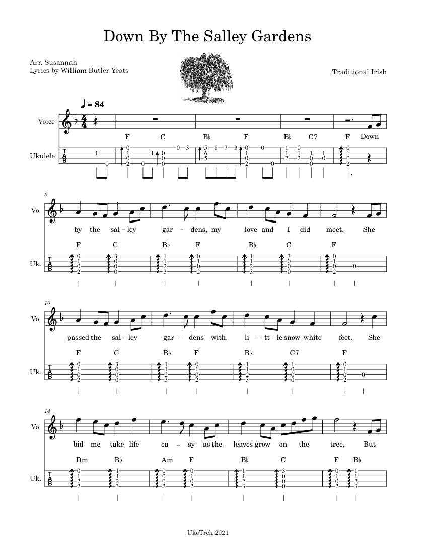Down By The Salley Gardens - Trad. Irish Sheet Music and Tab with ...