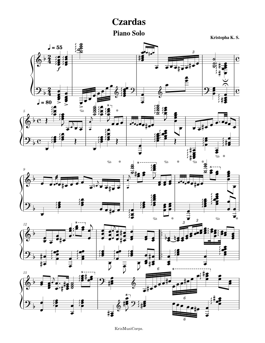 Czardas – V.Monti Czardas Sheet Music for Piano (Solo) | MuseScore.com