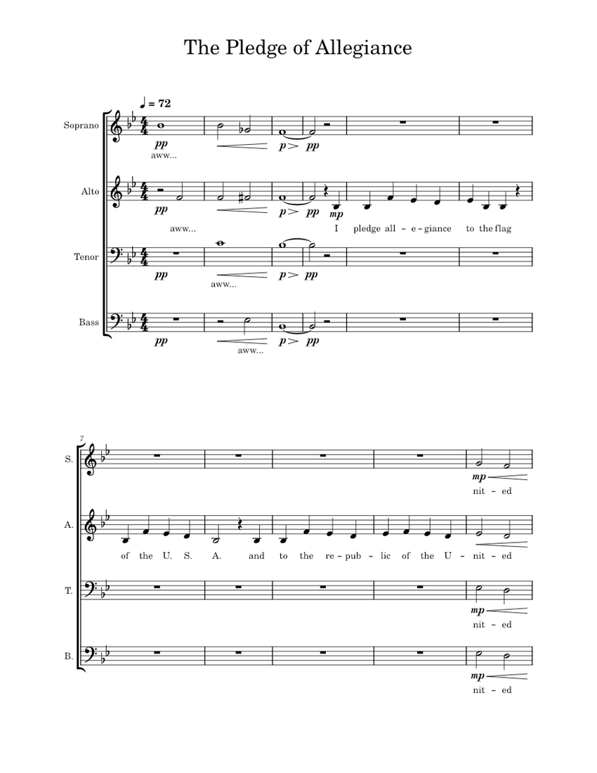 The_Pledge_of_Allegiance Sheet music for Soprano, Alto, Tenor, Bass ...