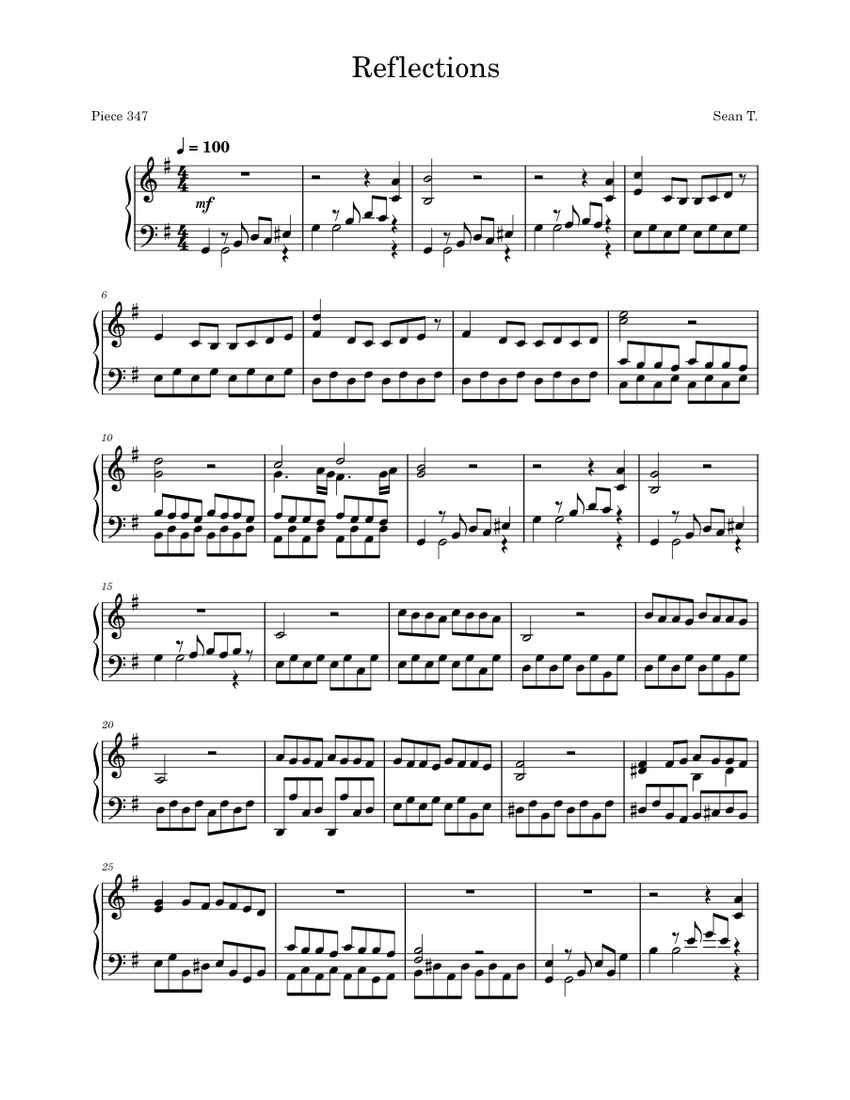 Reflections Sheet music for Piano (Solo) | Musescore.com