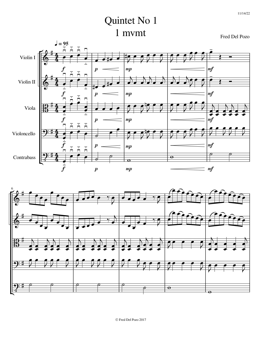 String_Quintet_No_1_mvmt_1 Sheet music for Violin, Viola, Cello, Woodwinds (other) (String ...