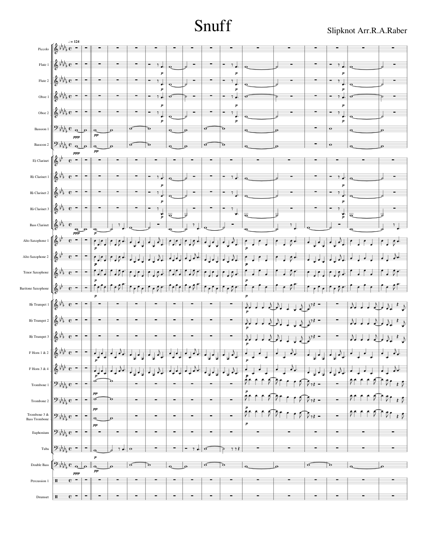 Snuff - Slipknot Sheet Music for Trombone, Euphonium, Tuba, Flute ...