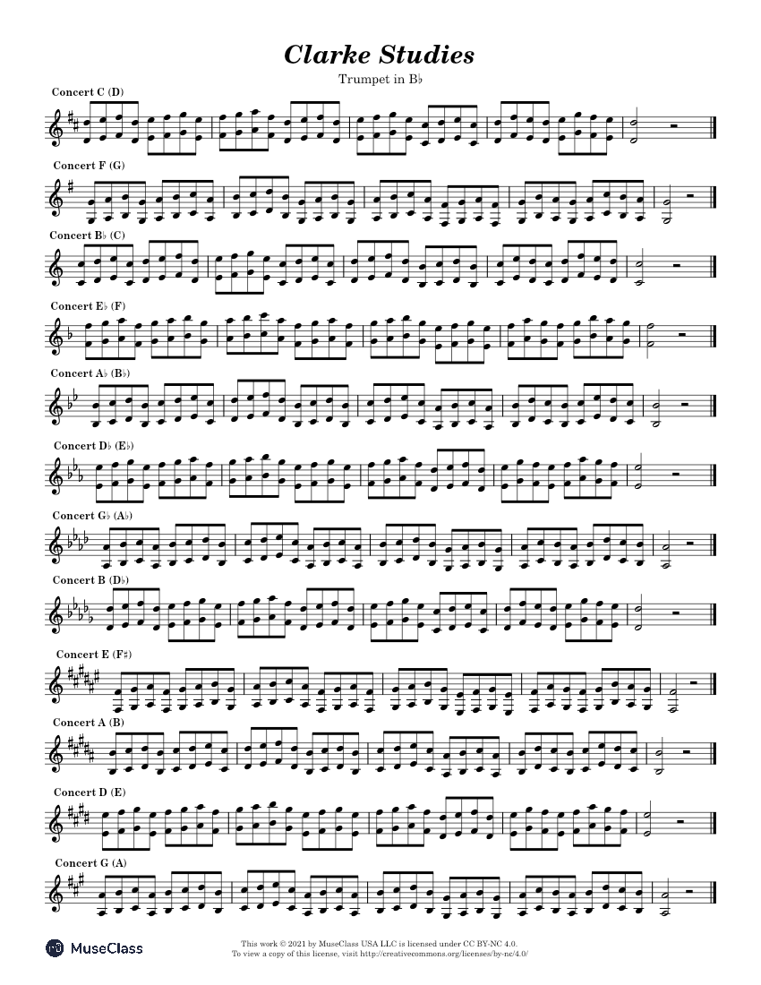 Clarke Studies for Trumpet Sheet Music for Trumpet in b-flat (Solo ...