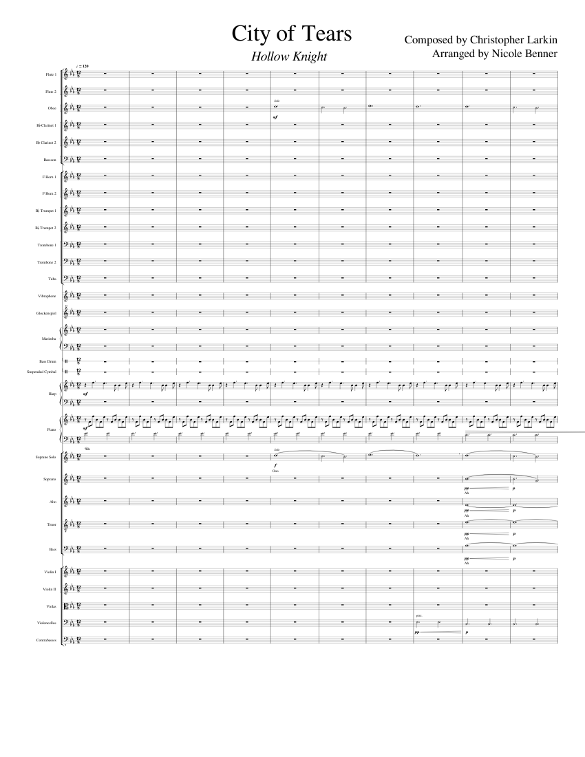 City of Tears - Hollow Knight Sheet music for Piano, Trombone, Soprano ...