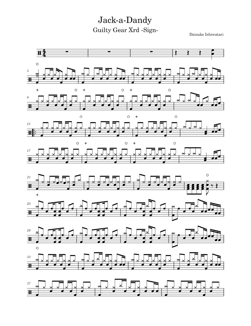 Jack-a-Dandy (Slayer's Theme) – Daisuke Ishiwatari Sheet Music for Drum ...