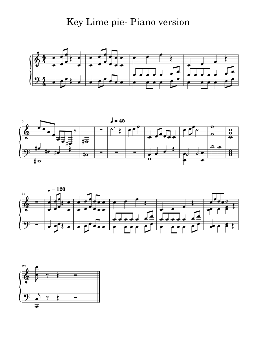 Key Lime pie- Piano version Sheet music for Piano (Solo) Easy ...