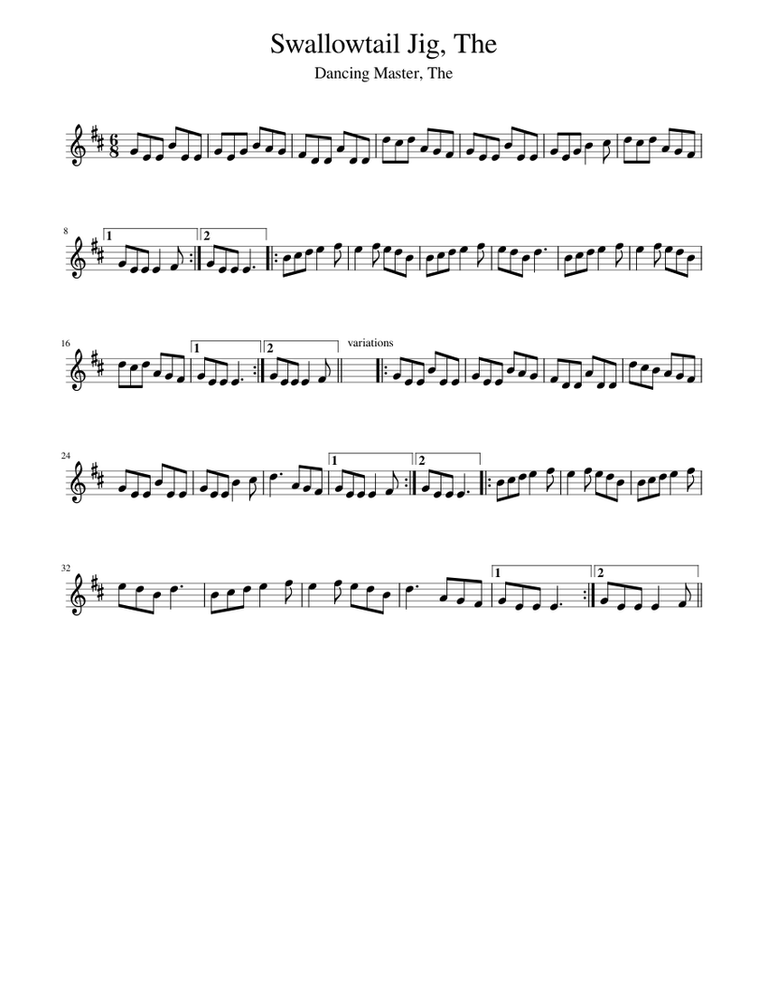 The Swallowtail Jig Sheet music for Piano (Solo) | Musescore.com